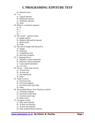 C aptitude 1st jan 2012 | PDF