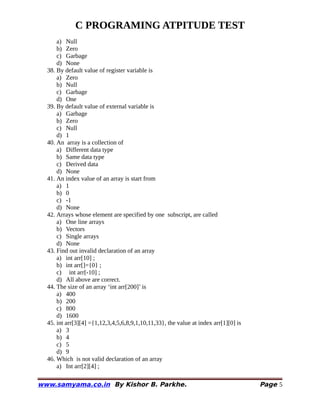 C aptitude 1st jan 2012 | PDF