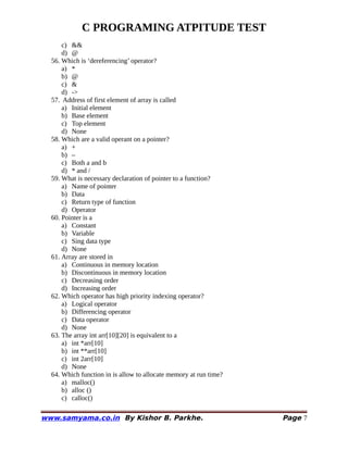 C aptitude 1st jan 2012 | PDF