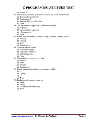 C aptitude 1st jan 2012 | PDF