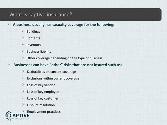 Captive Insurance Group - A Risk Management Strategy | PPT