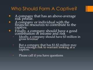 Captive Insurance Presentation | PPTX