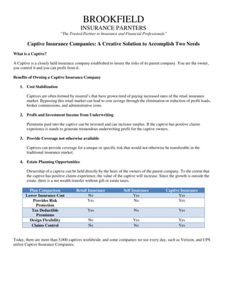 Captive Insurance Solutions | PDF | Life Insurance | Insurance