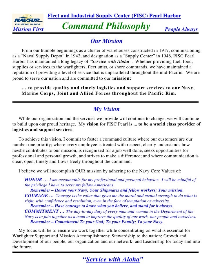 CAPT Randy Moore - FISC Pearl Harbor - Command Philosophy - 2008 to 2…