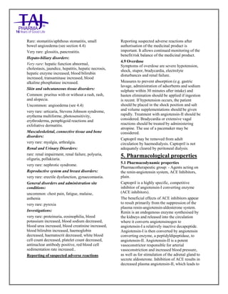 Captopril Tablets SmPC Taj Pharmaceuticals | PDF