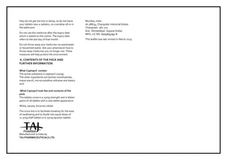 Captopril 25mg tablets_pil__taj_pharmaceuticals | PDF