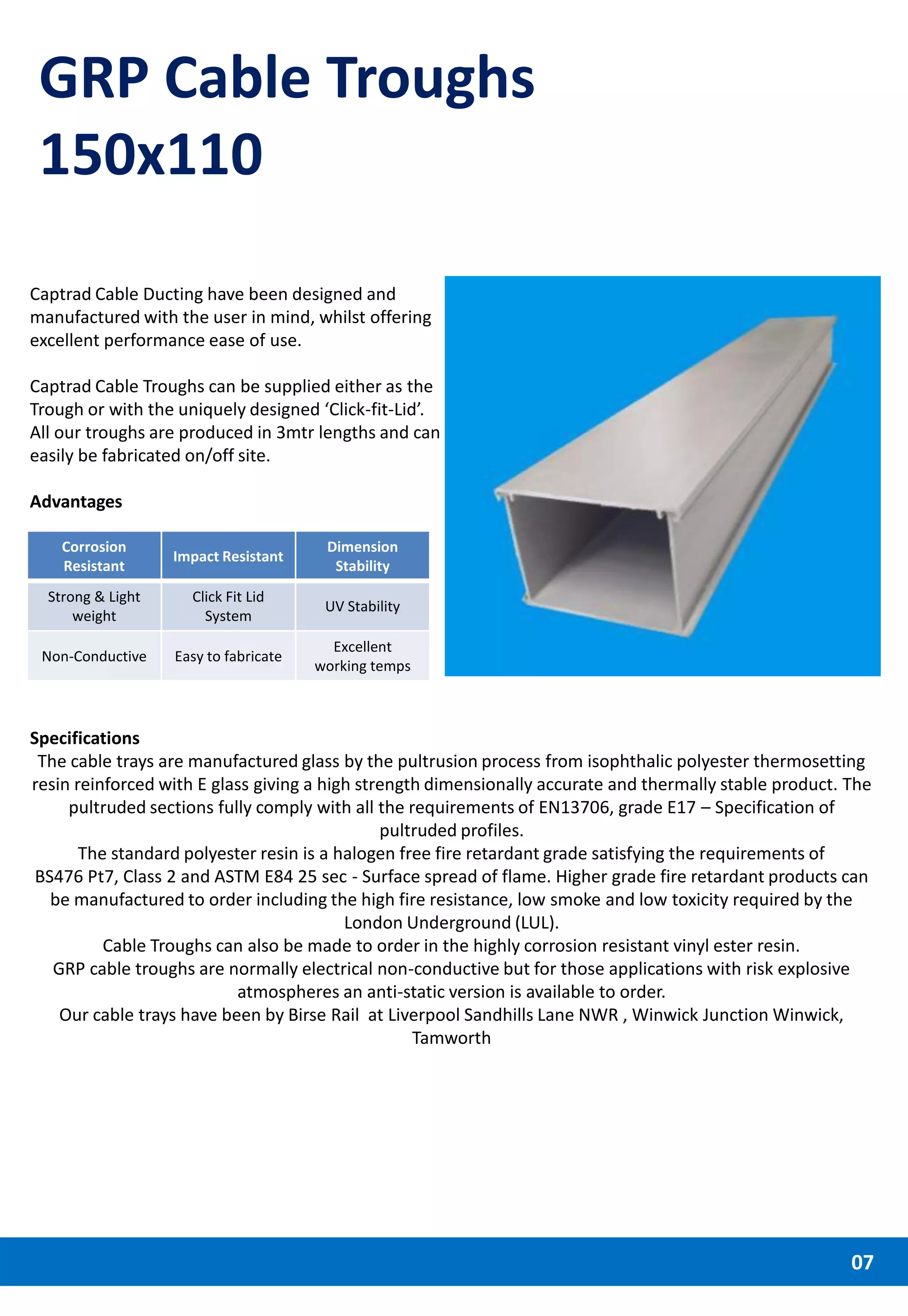 Captrad Cable Systems - GRP Cable Tray, GRP Cable Troughs, Recycled ...