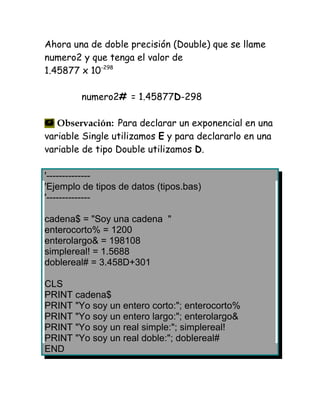 Capítulo 1 Qbasic entrada y salida básica | DOC
