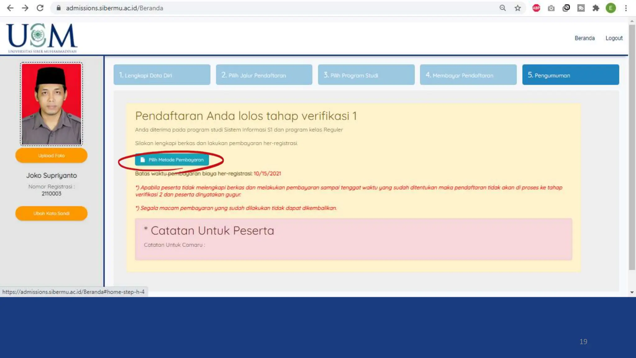 Panduan Portal Admisi Universitas Siber Muhammadiyah.pptx