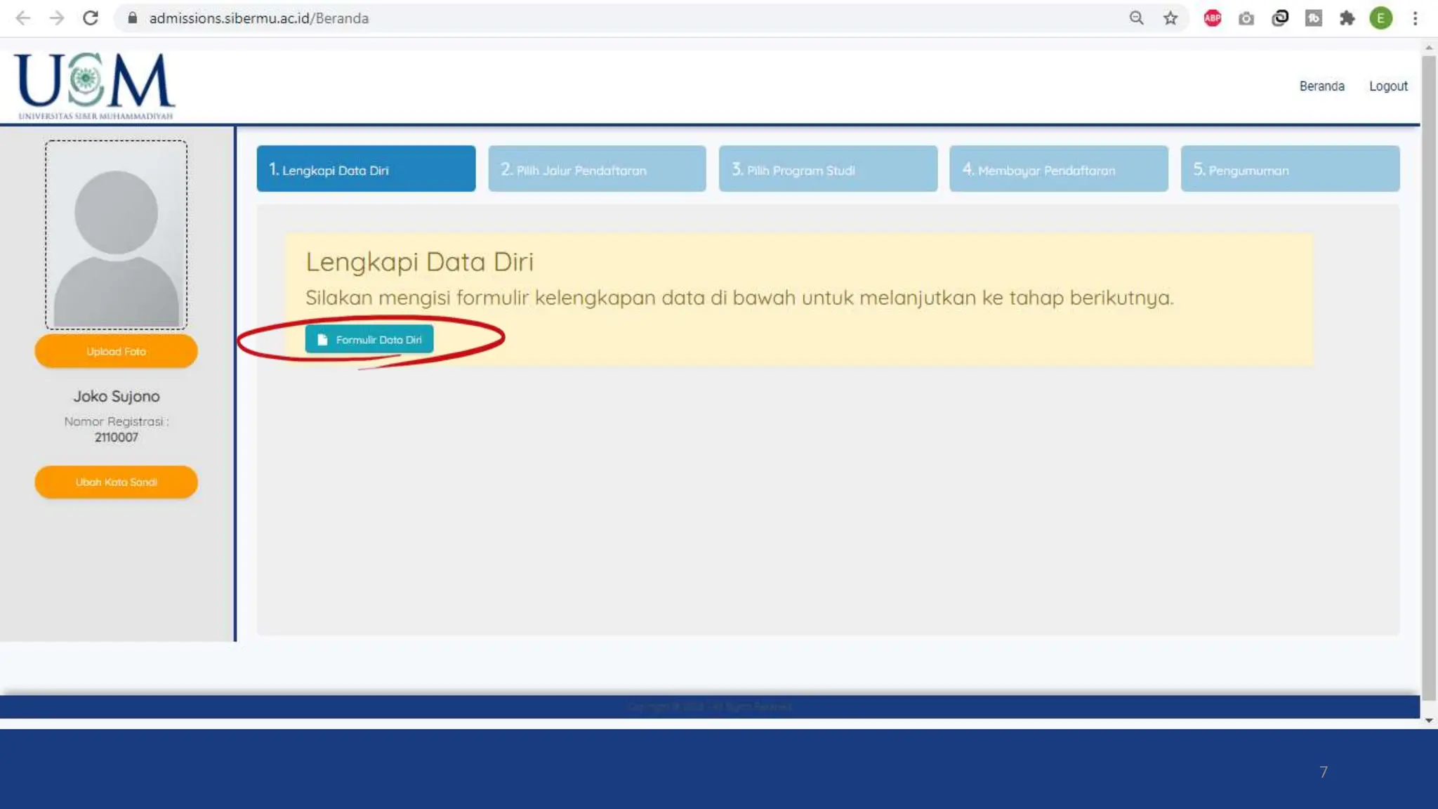 Panduan Portal Admisi Universitas Siber Muhammadiyah.pptx