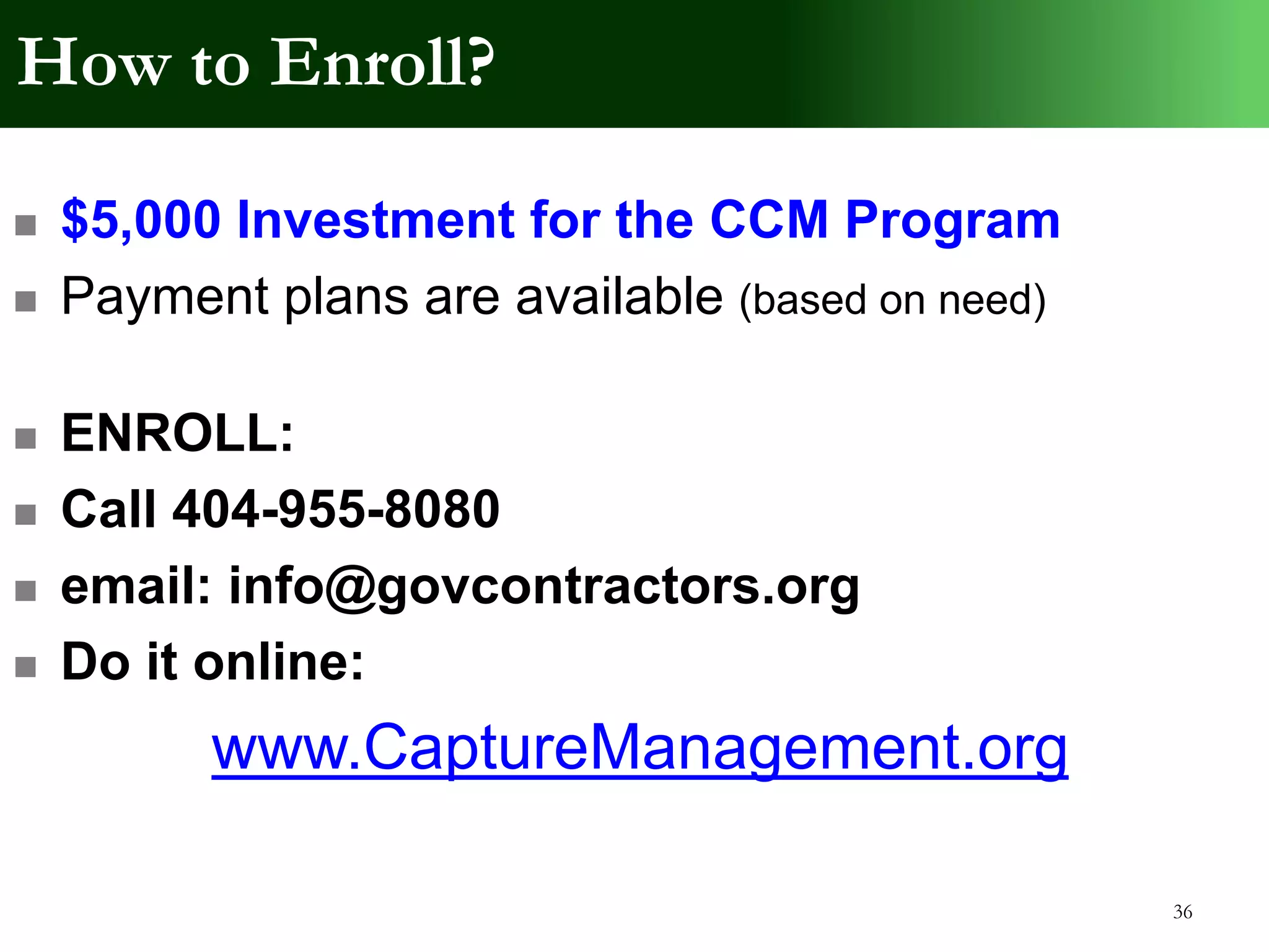 CAPTURE MANAGEMENT - The Art of Capturing Government Contracts.pdf ...