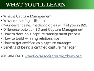 CAPTURE MANAGEMENT - The Art of Capturing Government Contracts.pdf ...