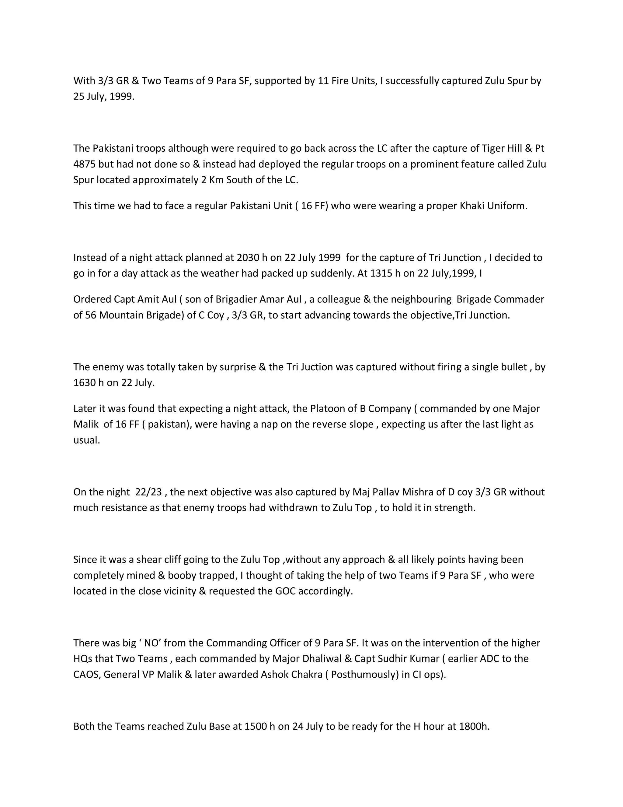 KARGIL INDIA PAKISTAN BATTLE Capture of zulu spur | PDF