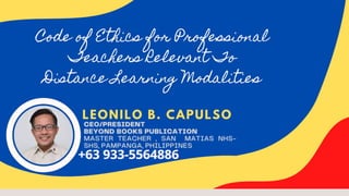 Capulso The Code of Ethics for Professional Teachers | PDF