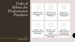 Capulso The Code of Ethics for Professional Teachers | PDF