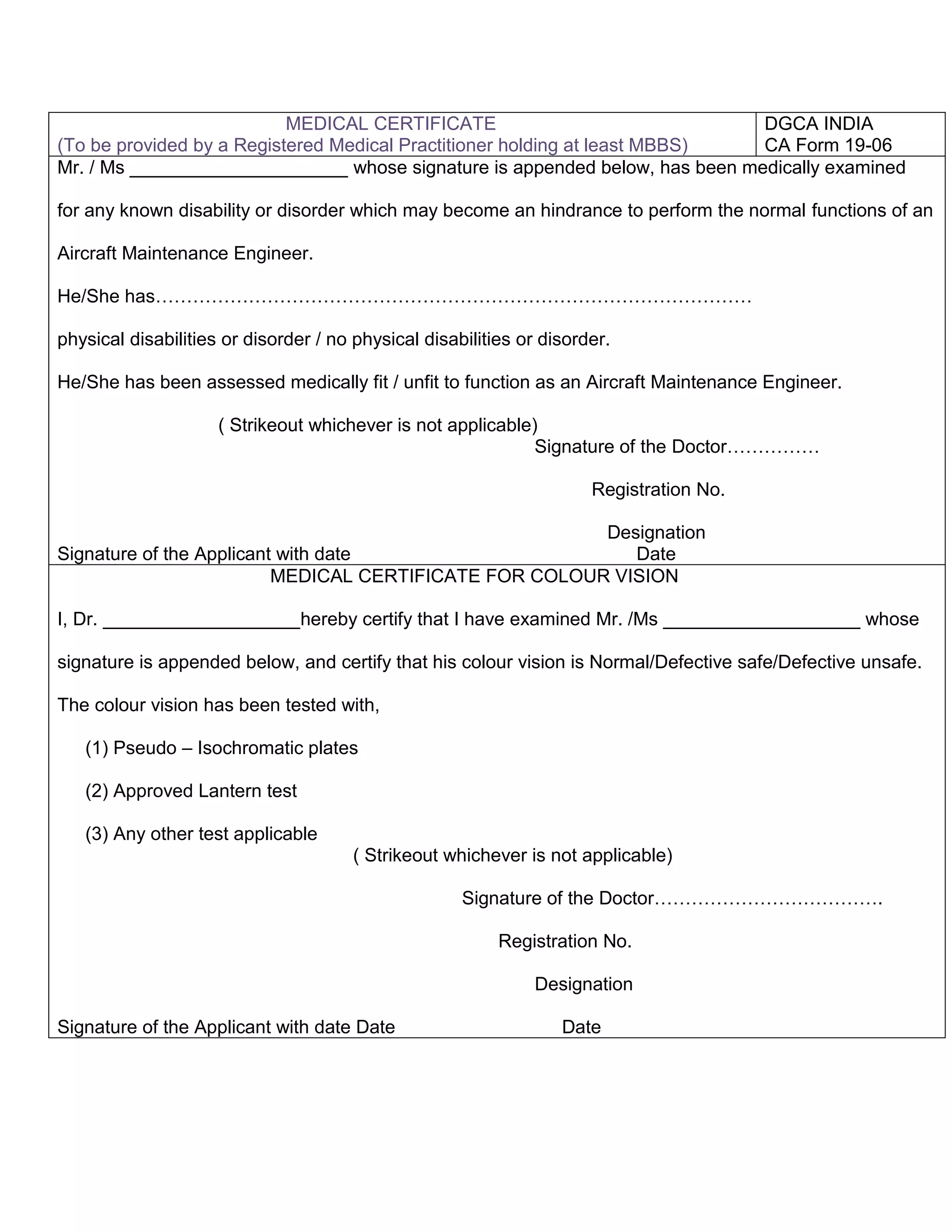 Car 66 medical cerificate | PDF