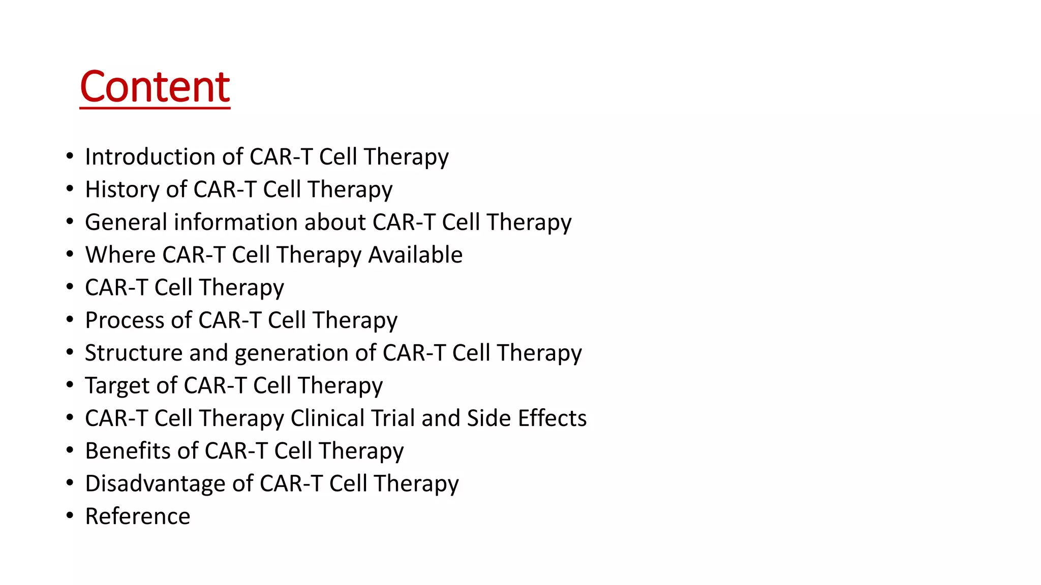 CAR-T Cell Therapy slide share | PPTX