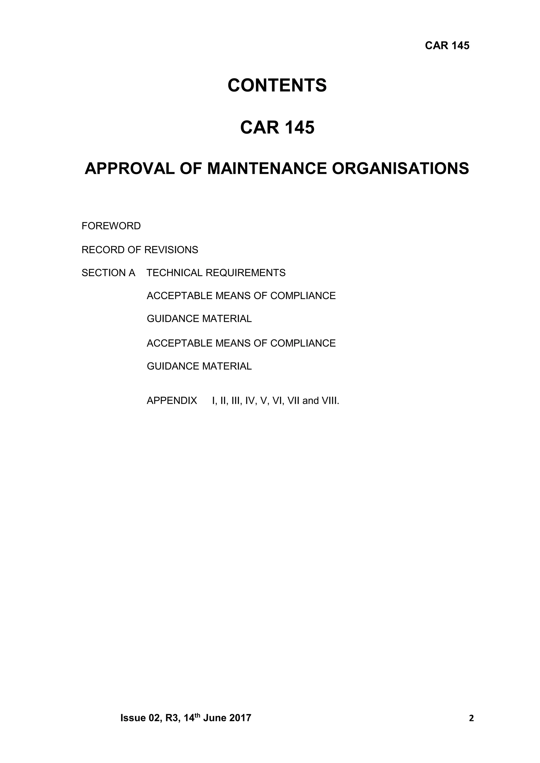 Car 145 issue 2, rev. 3 170614 | PDF