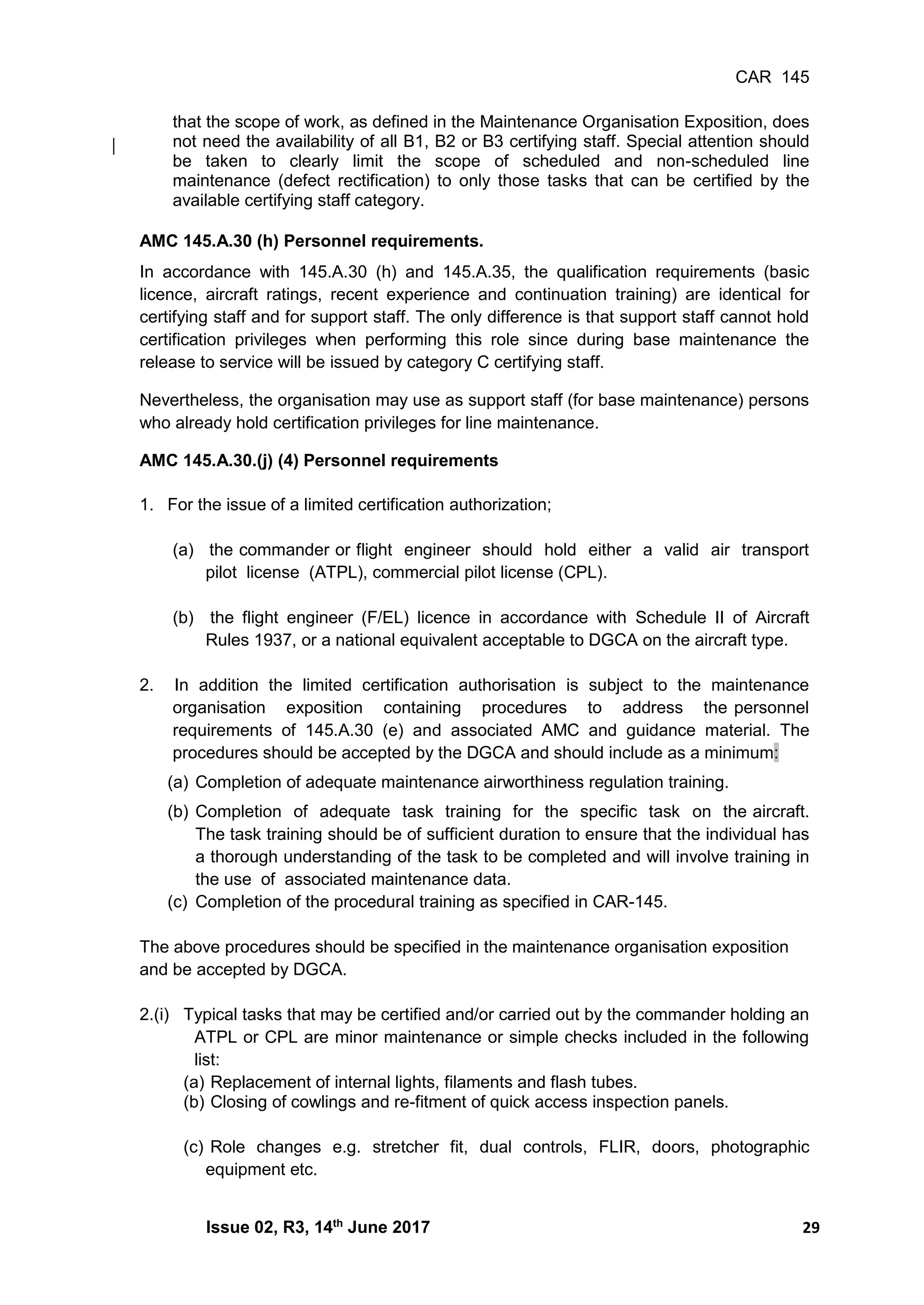 Car 145 issue 2, rev. 3 170614 | PDF