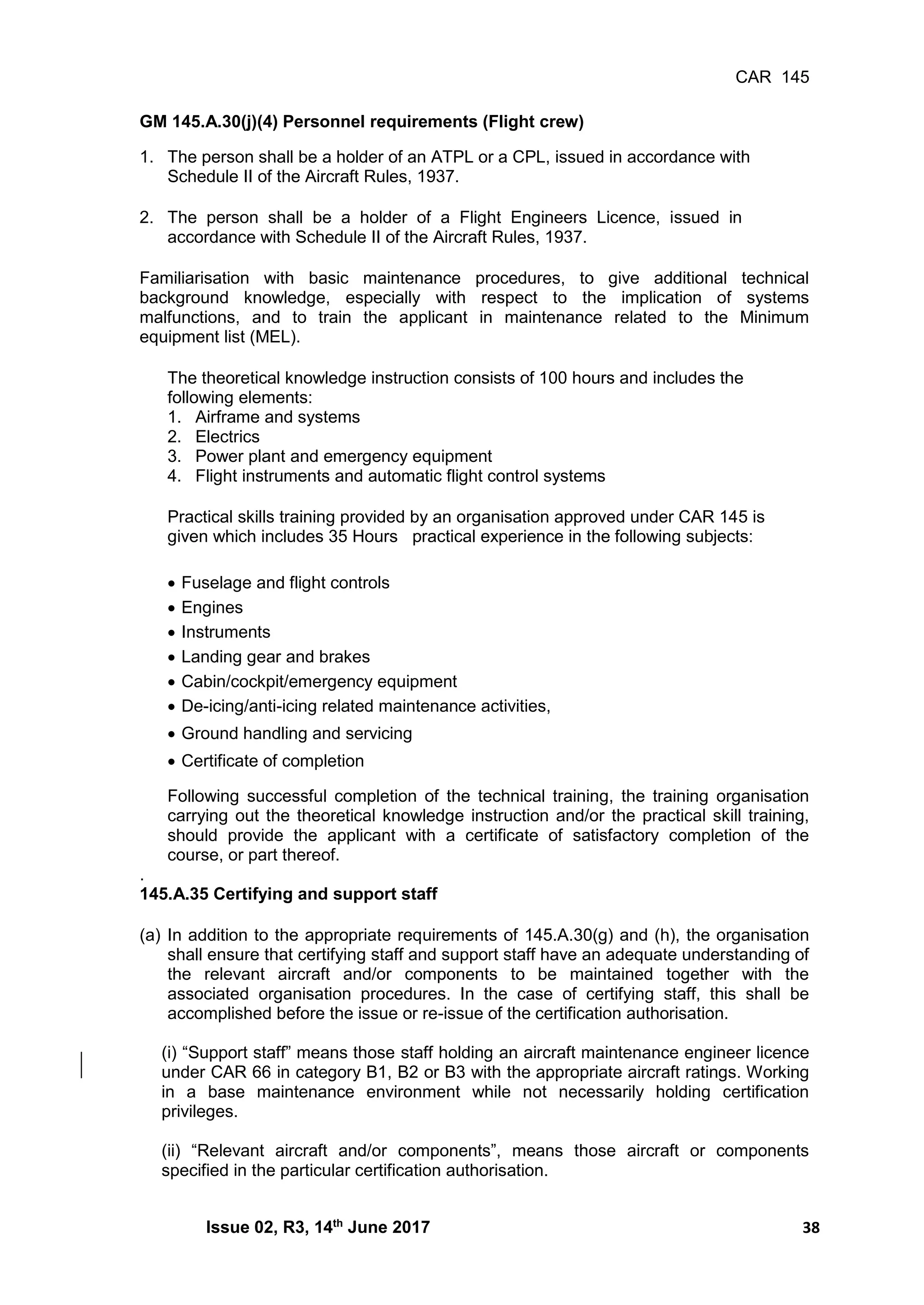 Car 145 issue 2, rev. 3 170614 | PDF