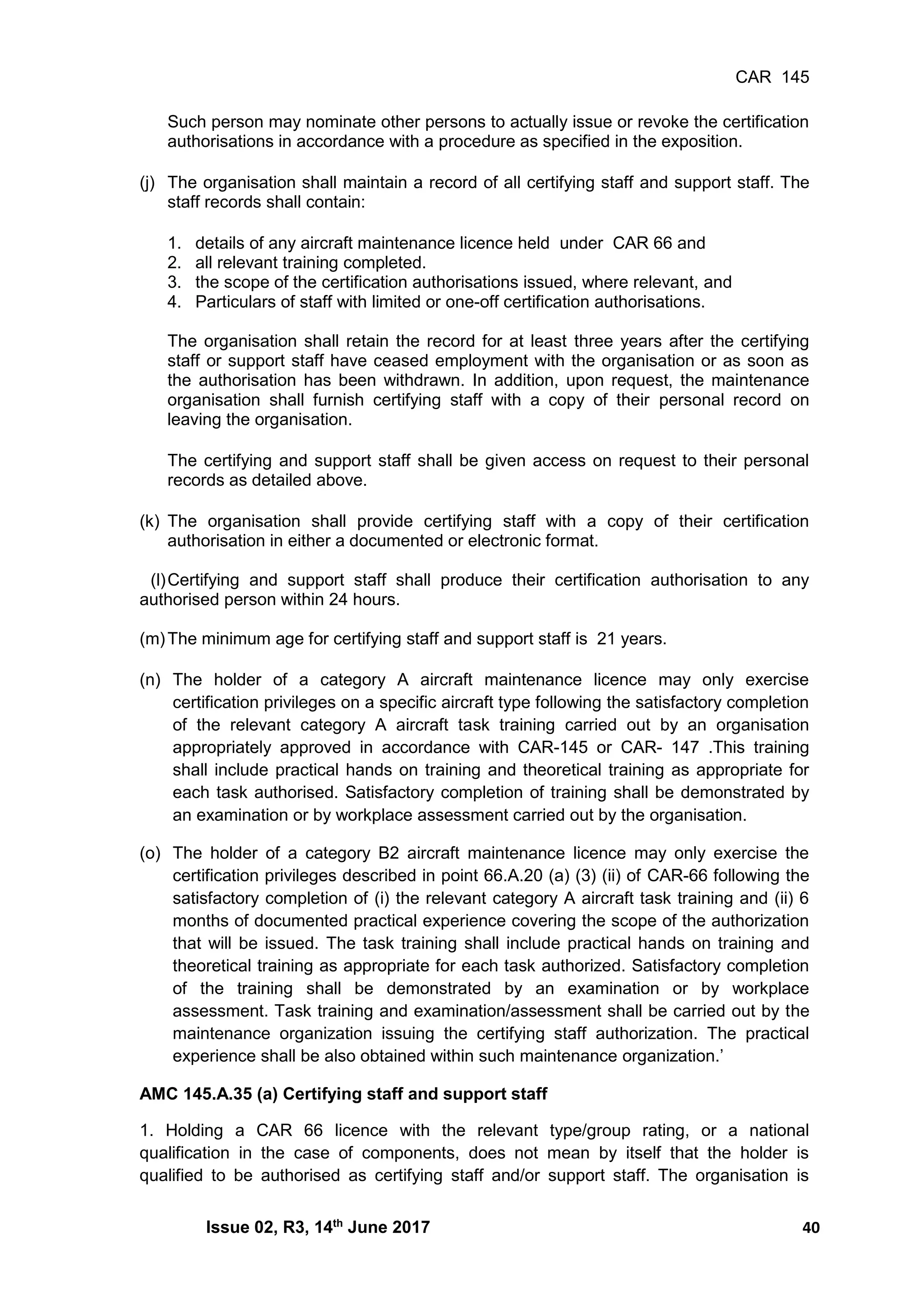 Car 145 issue 2, rev. 3 170614 | PDF