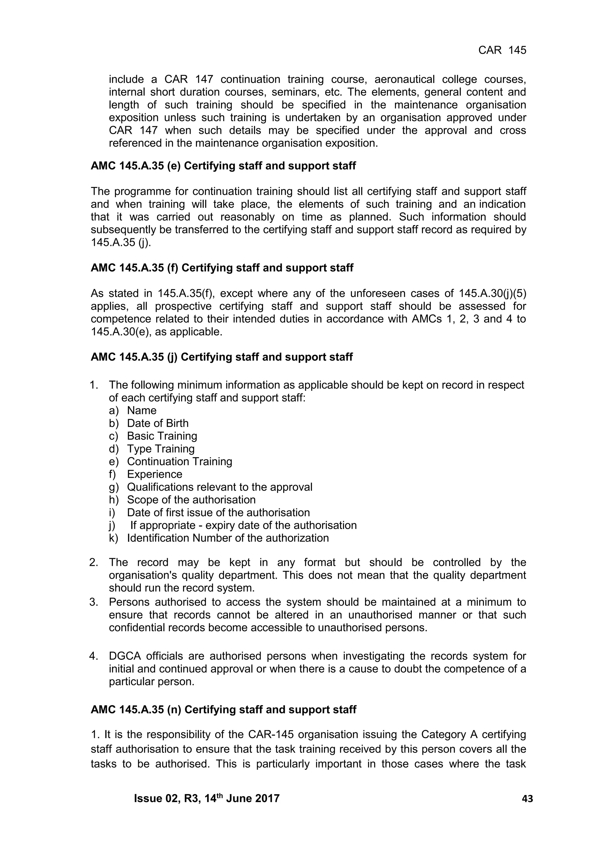 Car 145 issue 2, rev. 3 170614 | PDF