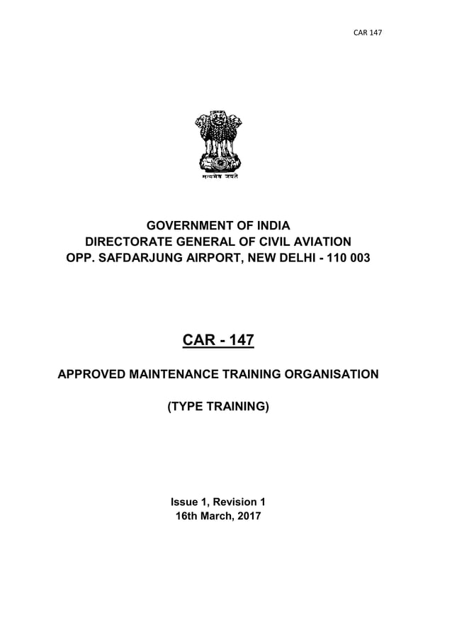 Car 147 MTO Type Training | PDF
