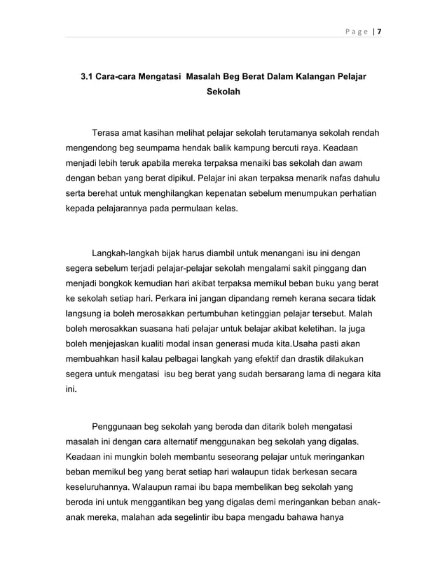 Cara cara mengatasi masalah beg berat | DOCX
