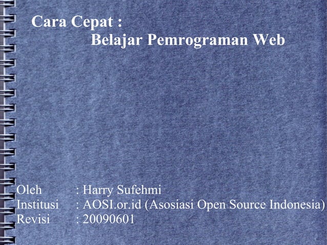 Cara Cepat Belajar Pemrograman Web | PDF