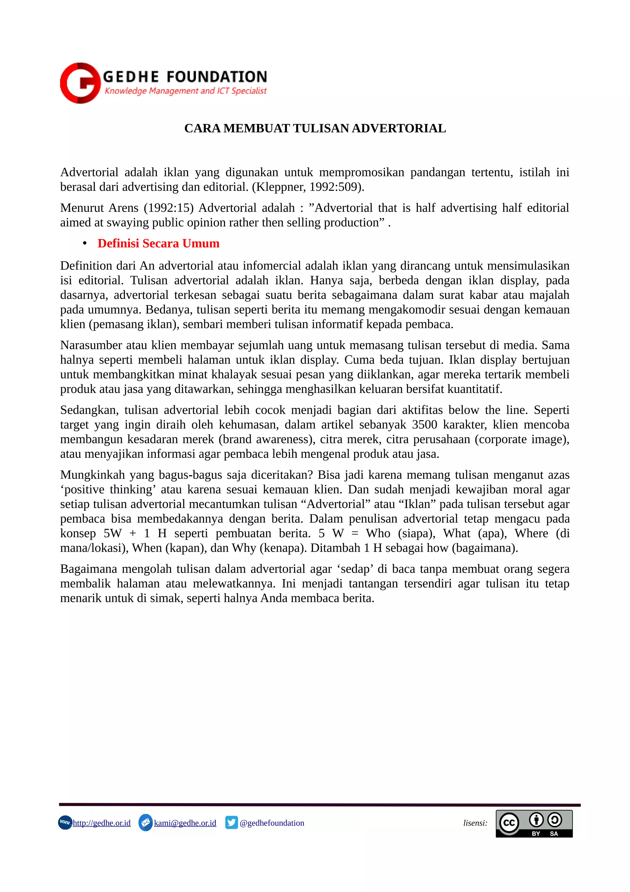 Menulis Advertorial | PDF