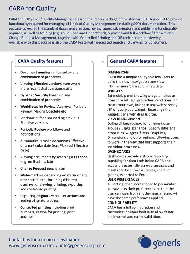 CARA for GxP Quality documents | PDF