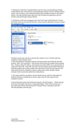 Cara setting-jaringan-warnet-cepat | PDF