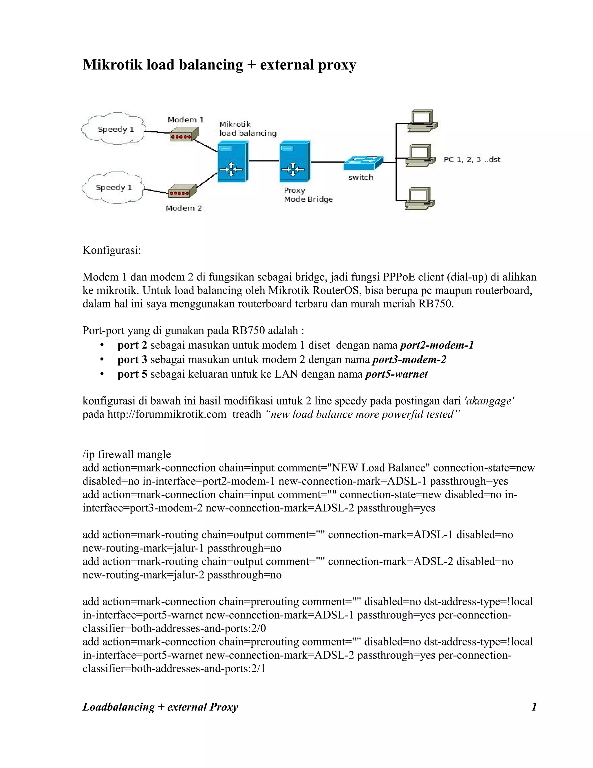 Load balancing mikrotik | PDF