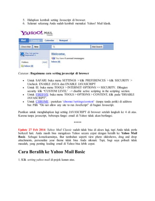Cara balik ke yahoo mail | PDF