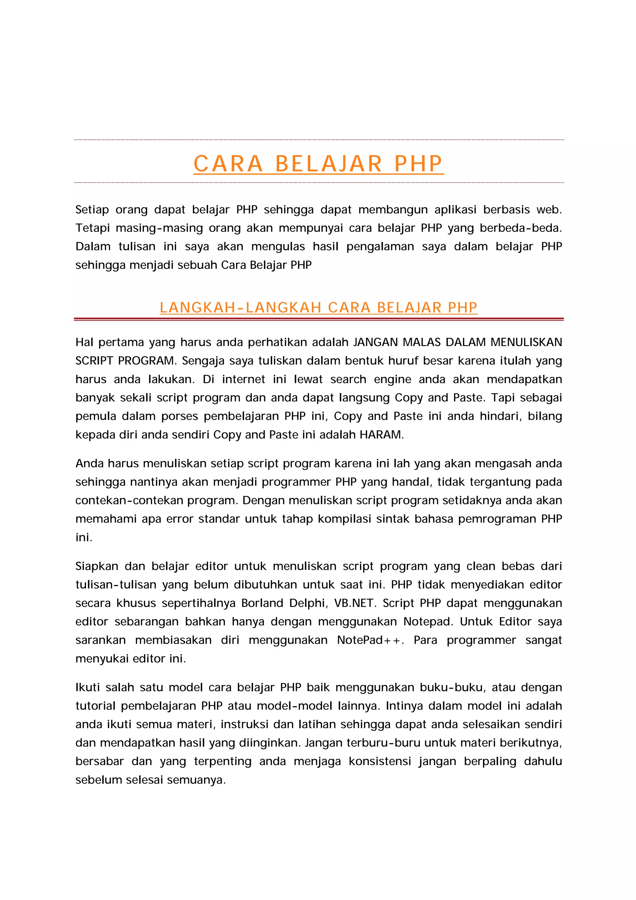 Cara Belajar PHP | PDF