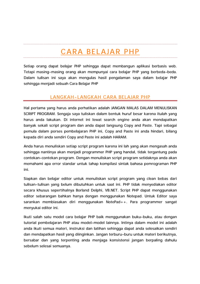Cara Belajar PHP | PDF
