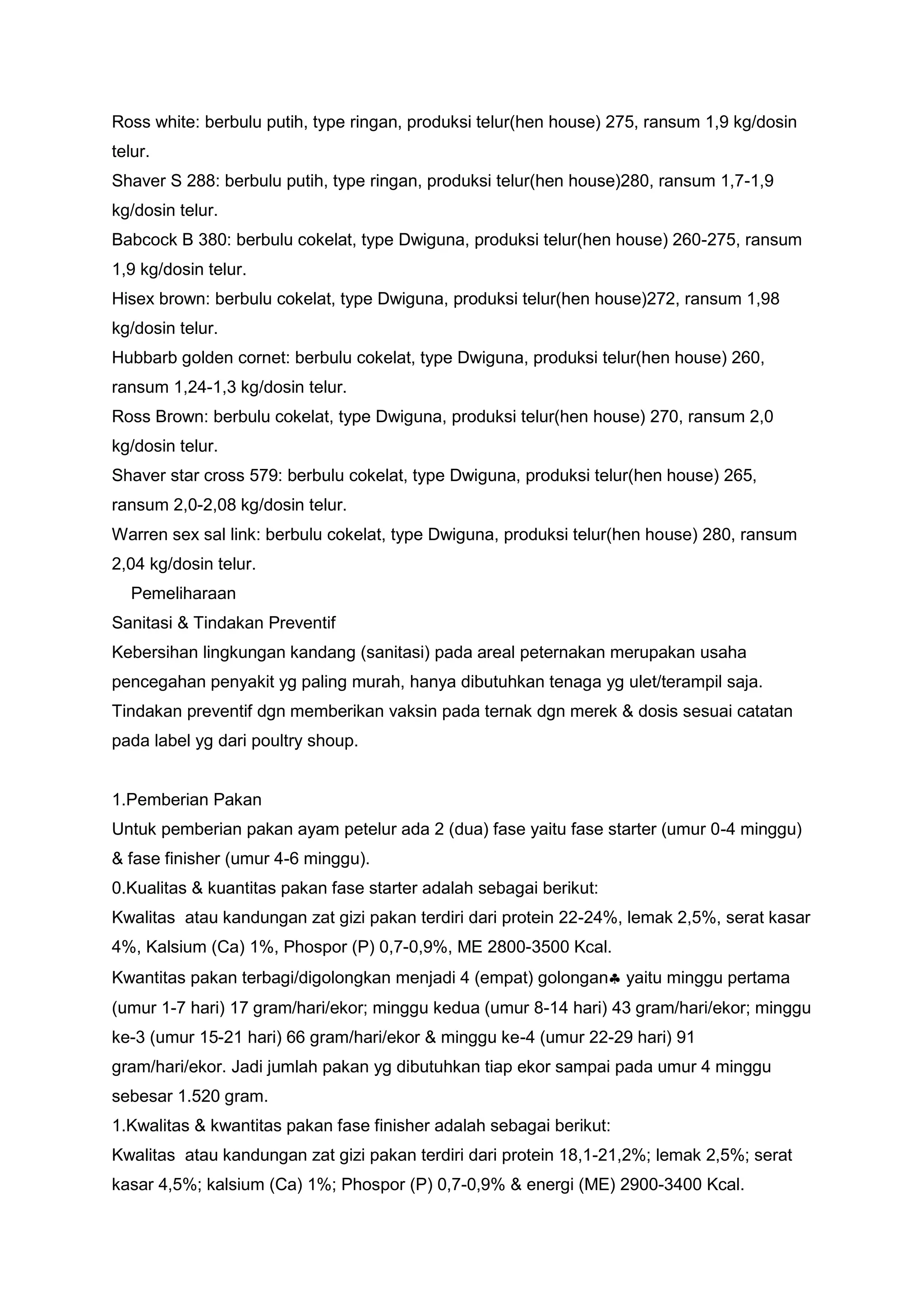 Cara beternak ayam petelur | DOCX