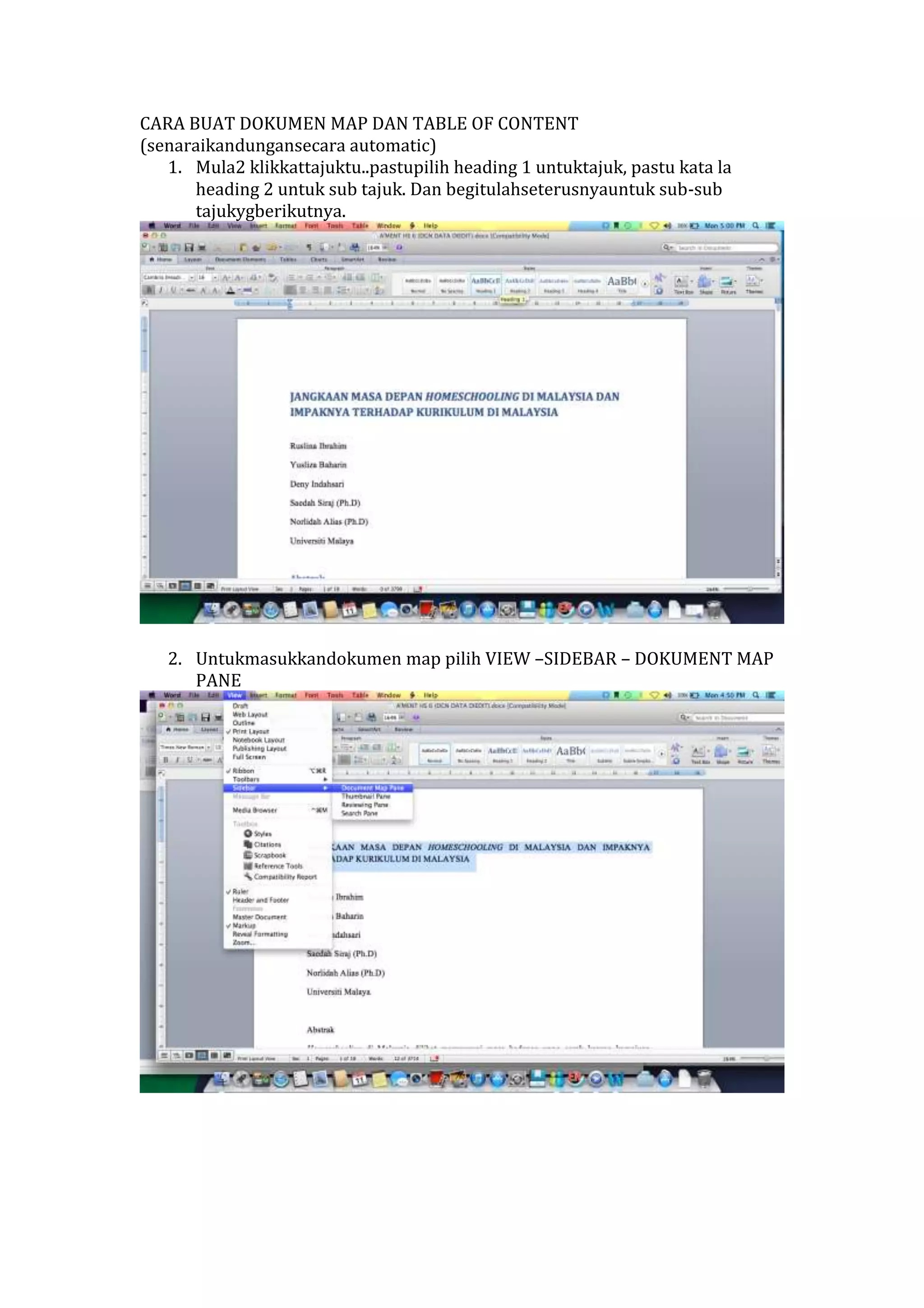 Cara buat dokumen map dan table of content | DOCX