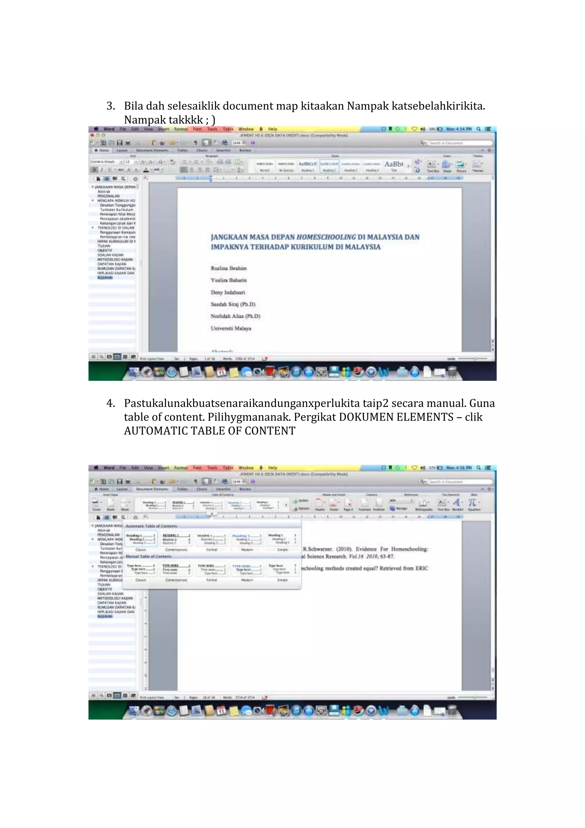 Cara buat dokumen map dan table of content | DOCX