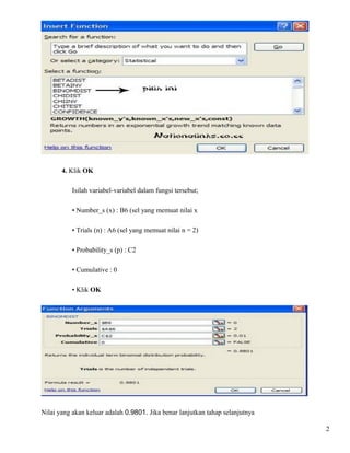 Cara buat tabel binomial | PDF