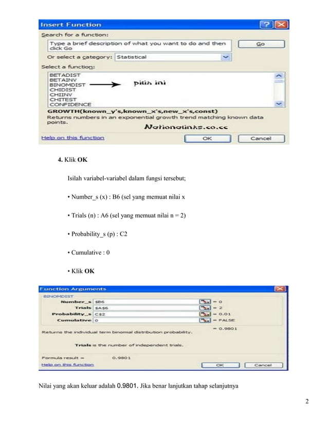 Cara buat tabel binomial | PDF