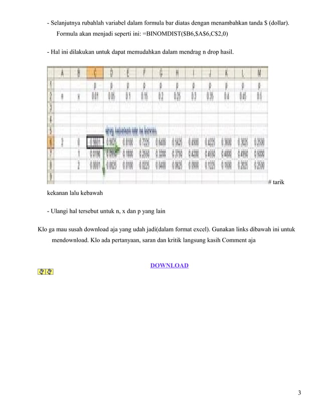 Cara buat tabel binomial | PDF