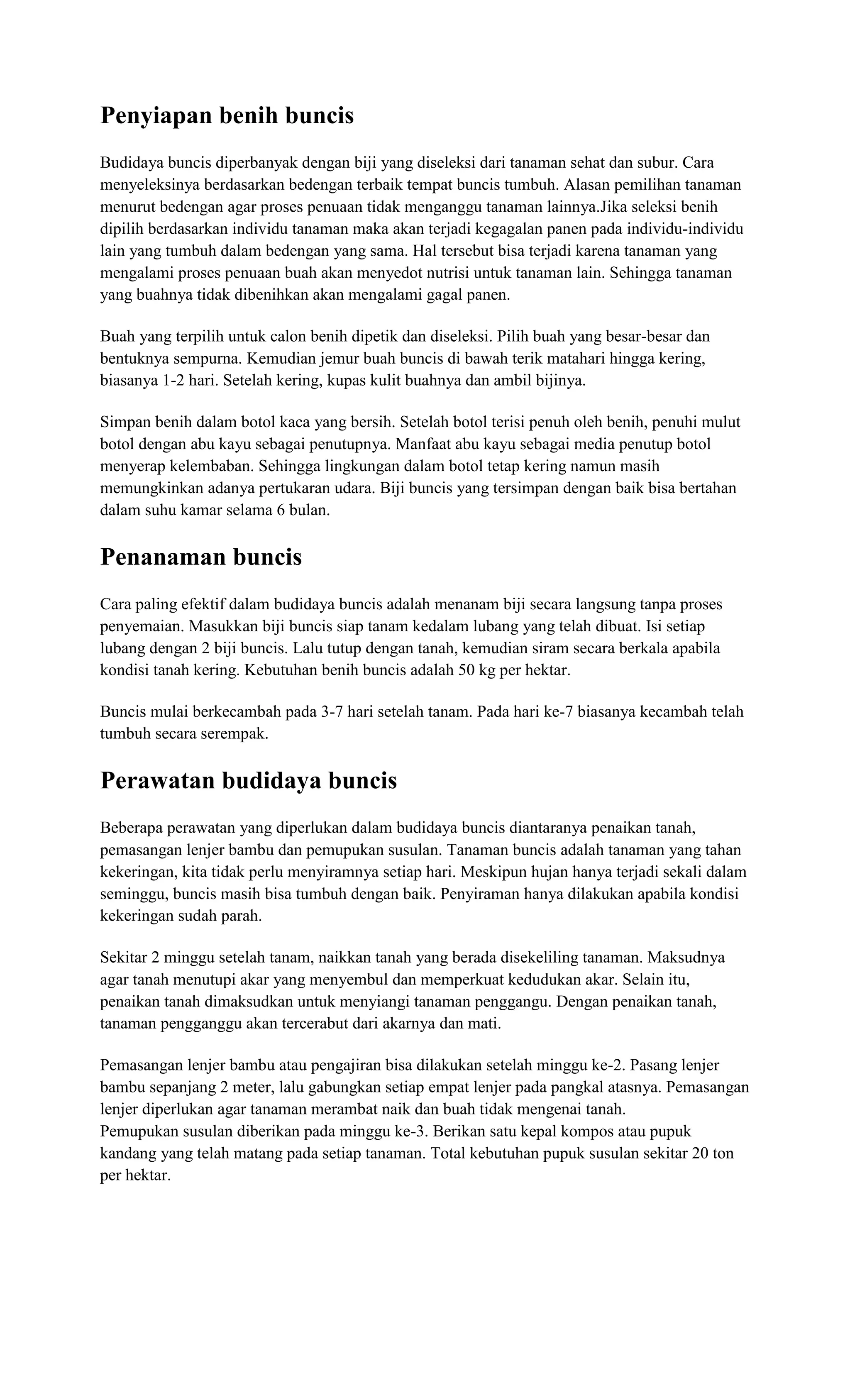Cara budidaya buncis organik | DOCX