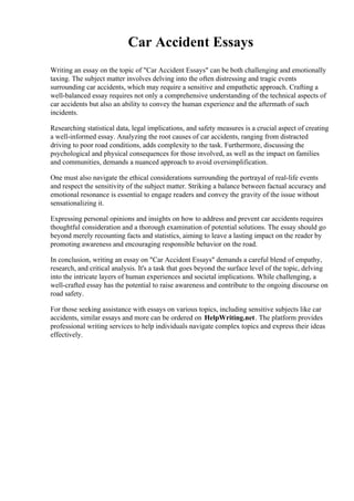 Car Accident Essays.pdf | Injuries | Diseases and Conditions