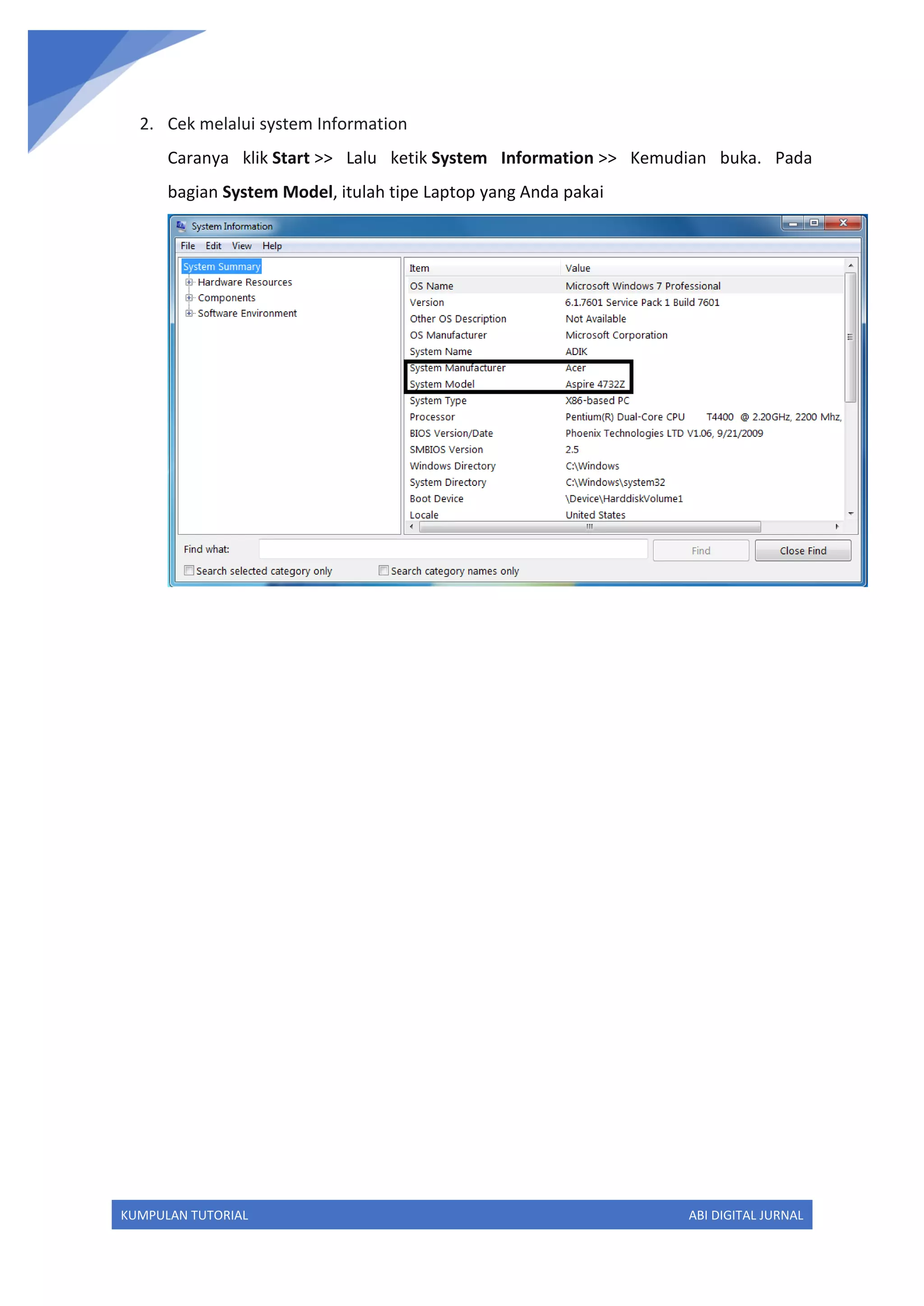 Cara cek tipe laptop | PDF