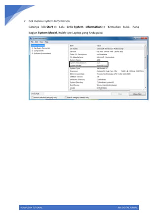 Cara cek tipe laptop | PDF