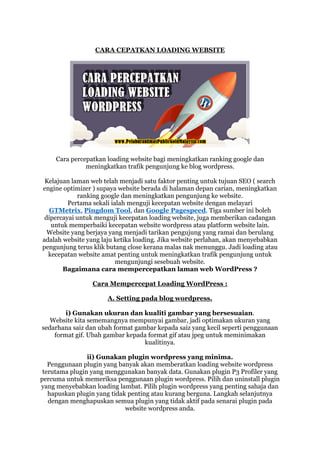 Cara cepatkan loading website | PDF