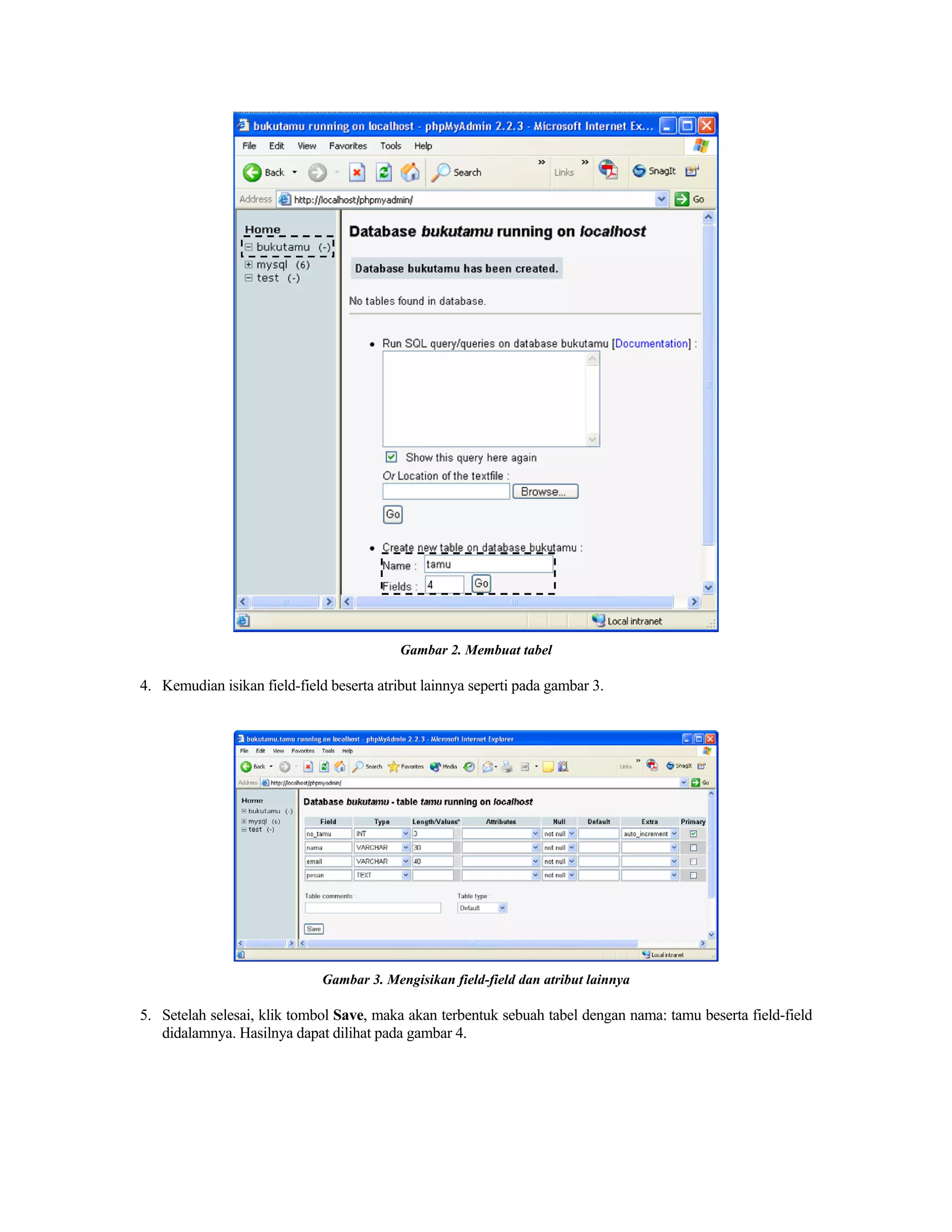 Cara cepat membuat database dan tabel | PDF