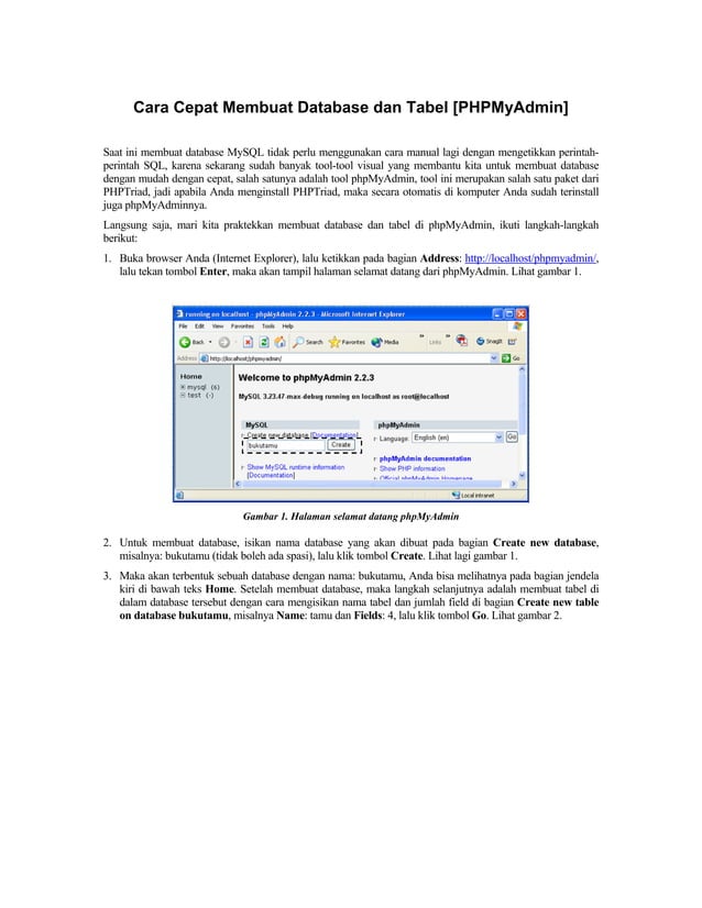 Cara cepat membuat database dan tabel | PDF Cara cepat membuat database dan tabel | PDF