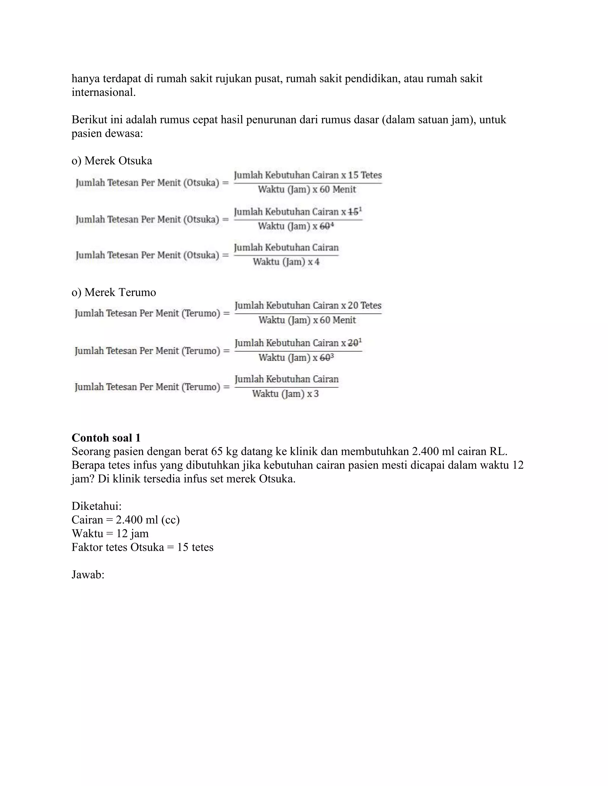 Cara cepat menghitung tetesan infus | DOCX